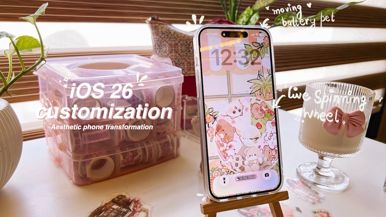 Aesthetic ios 26 tutorial 🧸 🎀 | customizing my iphone 15 pro max | spinning wheel lock screen