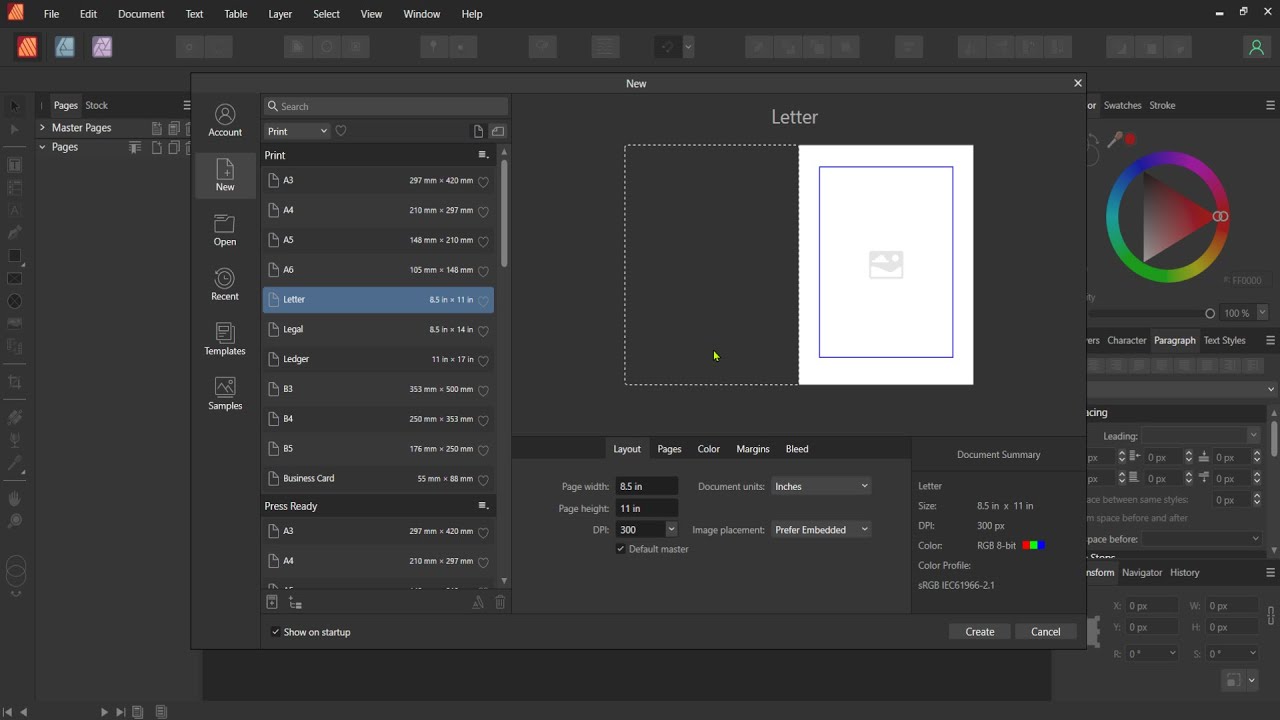 Creating a New Document in Affinity Publisher V2