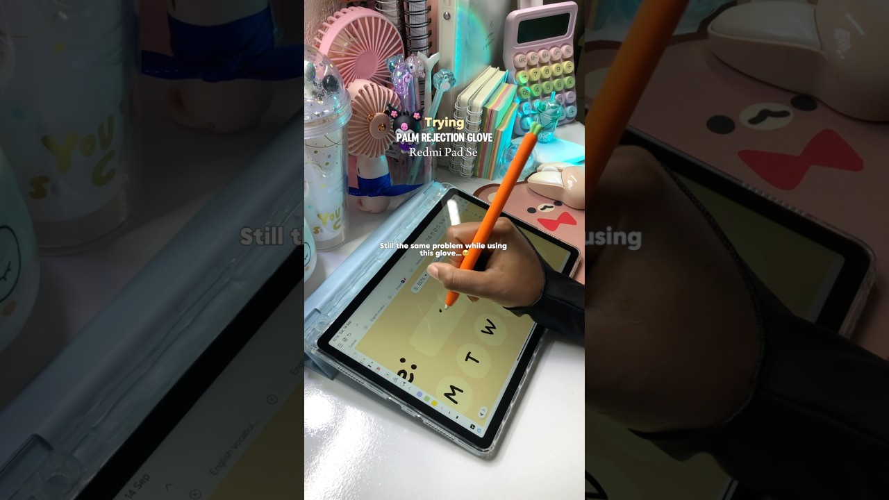 Palm rejection gloves.. 🫐🧤🫧#ipad #ipadair5 #redmipadse #studygram