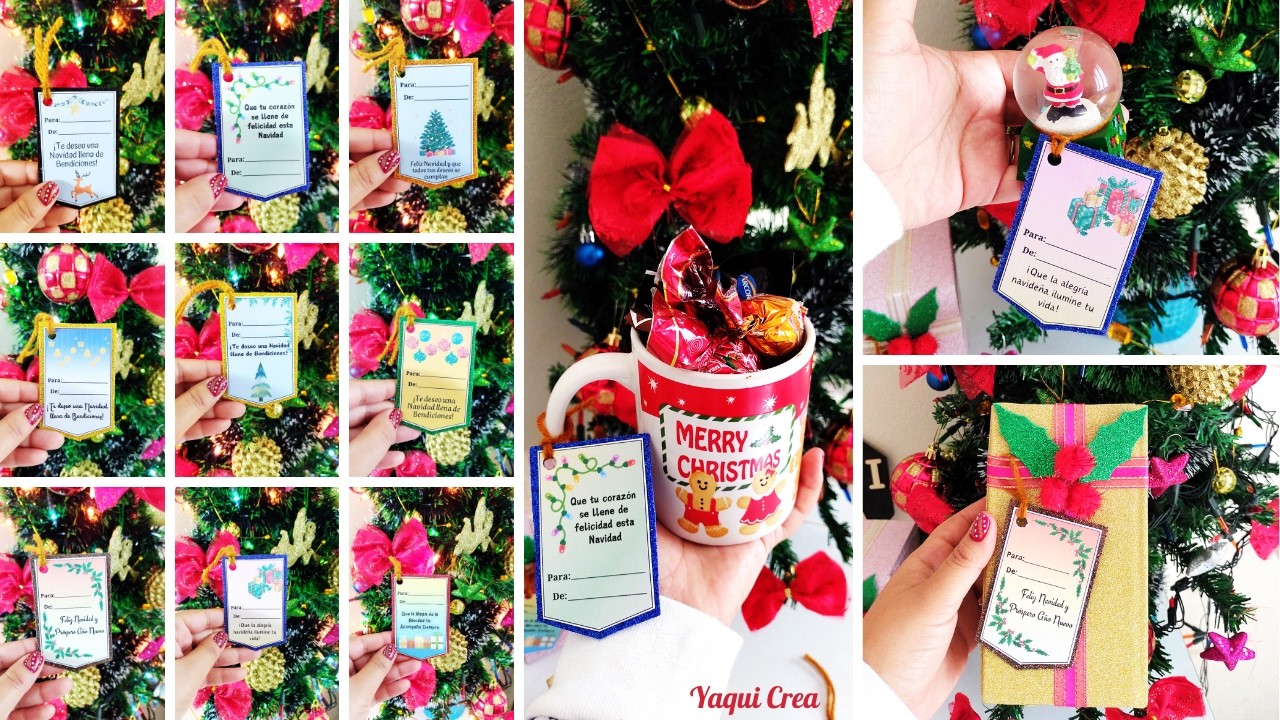 Etiquetas para regalos de Navidad / Tarjetas Navideñas / Descarga e Imprimir Gratis🎄