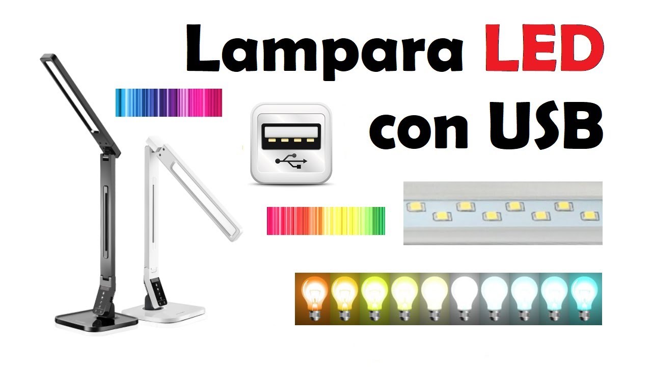 Lampara LED USB con modos de lectura, ambiente e intenso