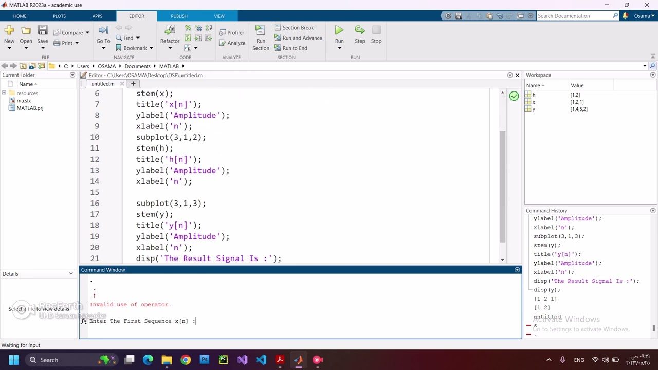Convolution Sum Matlab