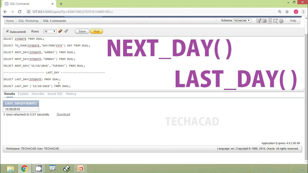 Oracle Tutorial - Date Functions NEXT_DAY | LAST_DAY
