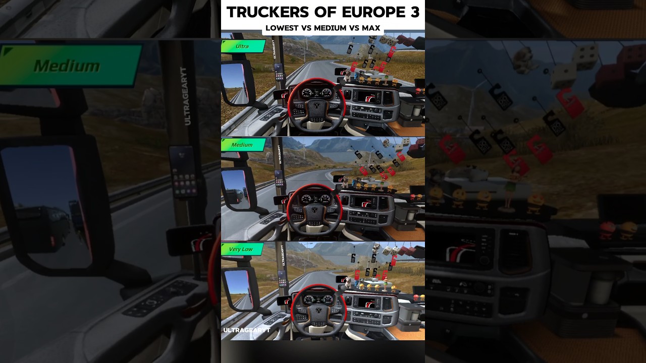 lowest vs medium vs max graphics difference in truckers of Europe 3 📉📈🧐