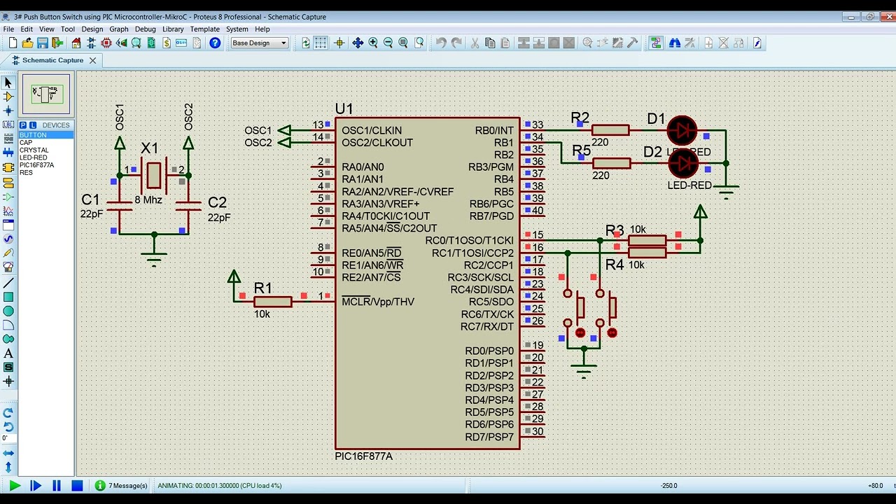3# Push Button Switch using PIC Microcontroller MikroC