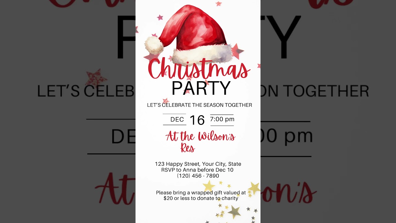 X-mas party invite Christmas Invitation Template - Santa Hat