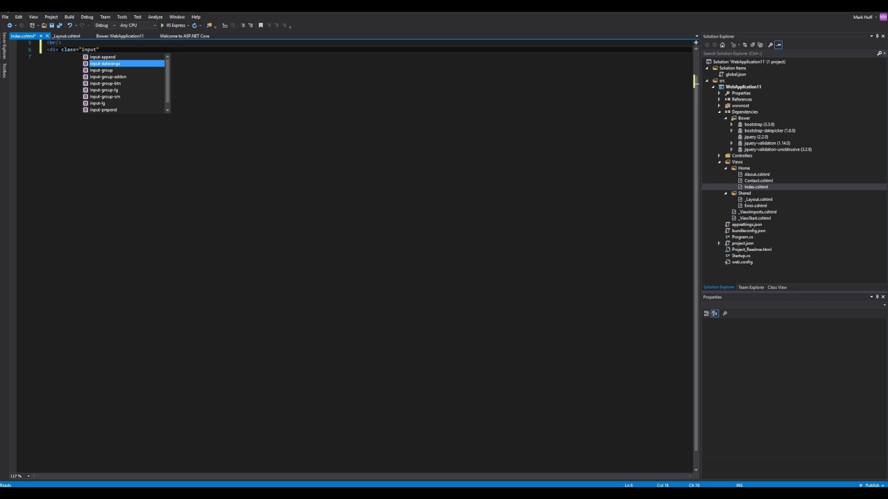 MVC Core Bootstrap datepicker