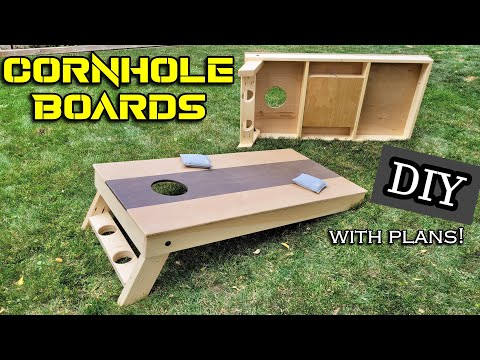 How to make Cornhole Boards // With 2 bonus features - Plans available!