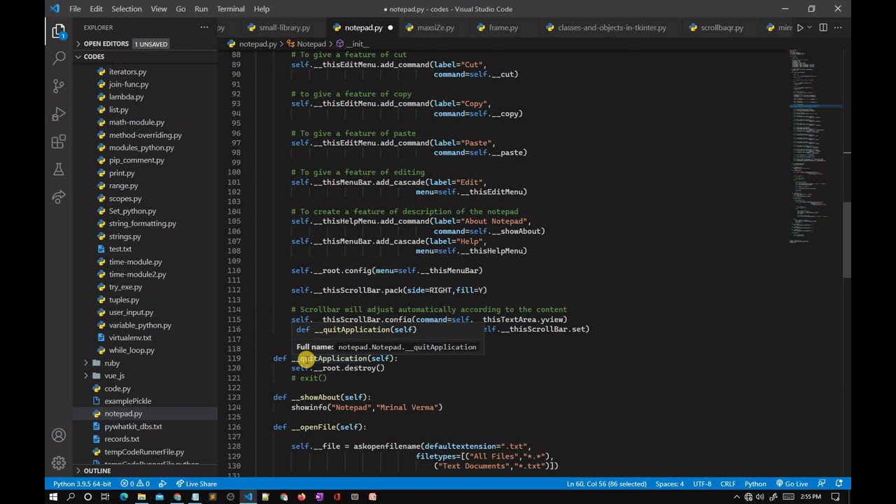 Notepad in Tkinter || Python end to end course #89