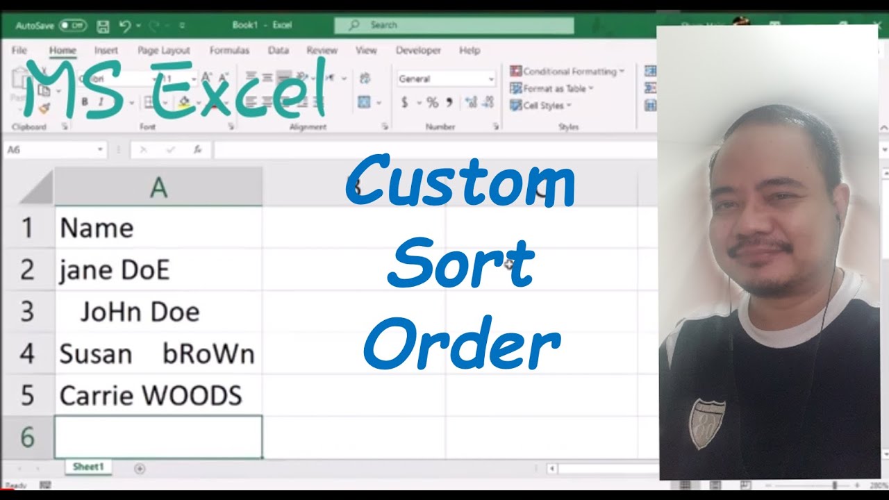 Custom Sort Order in MS Excel Spreadsheet