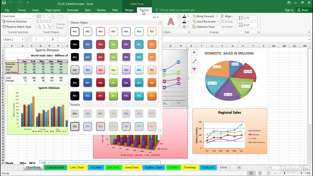 Microsoft Excel 2016 : Understand the Design and Format tabs in the ribbon menu in Excel 2016