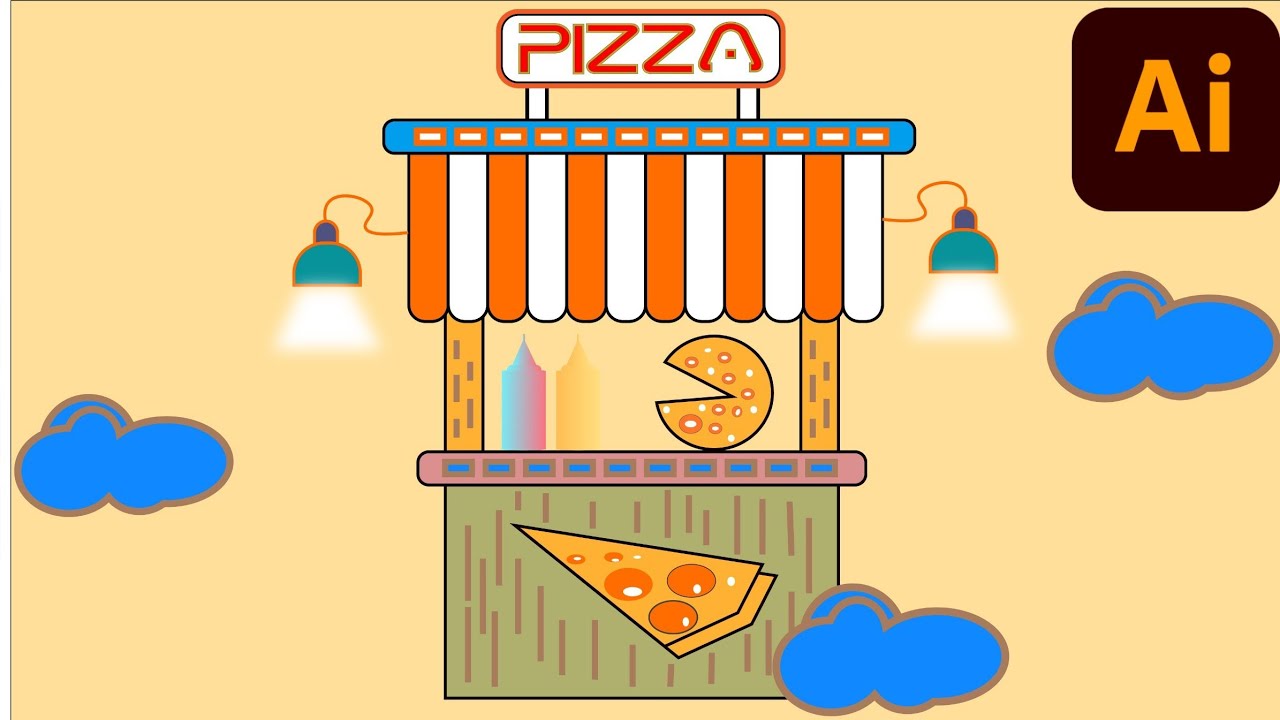 New Vector Design 2024: Unique Pizza Brand Logos Tutorial | Adobe Illustrator
