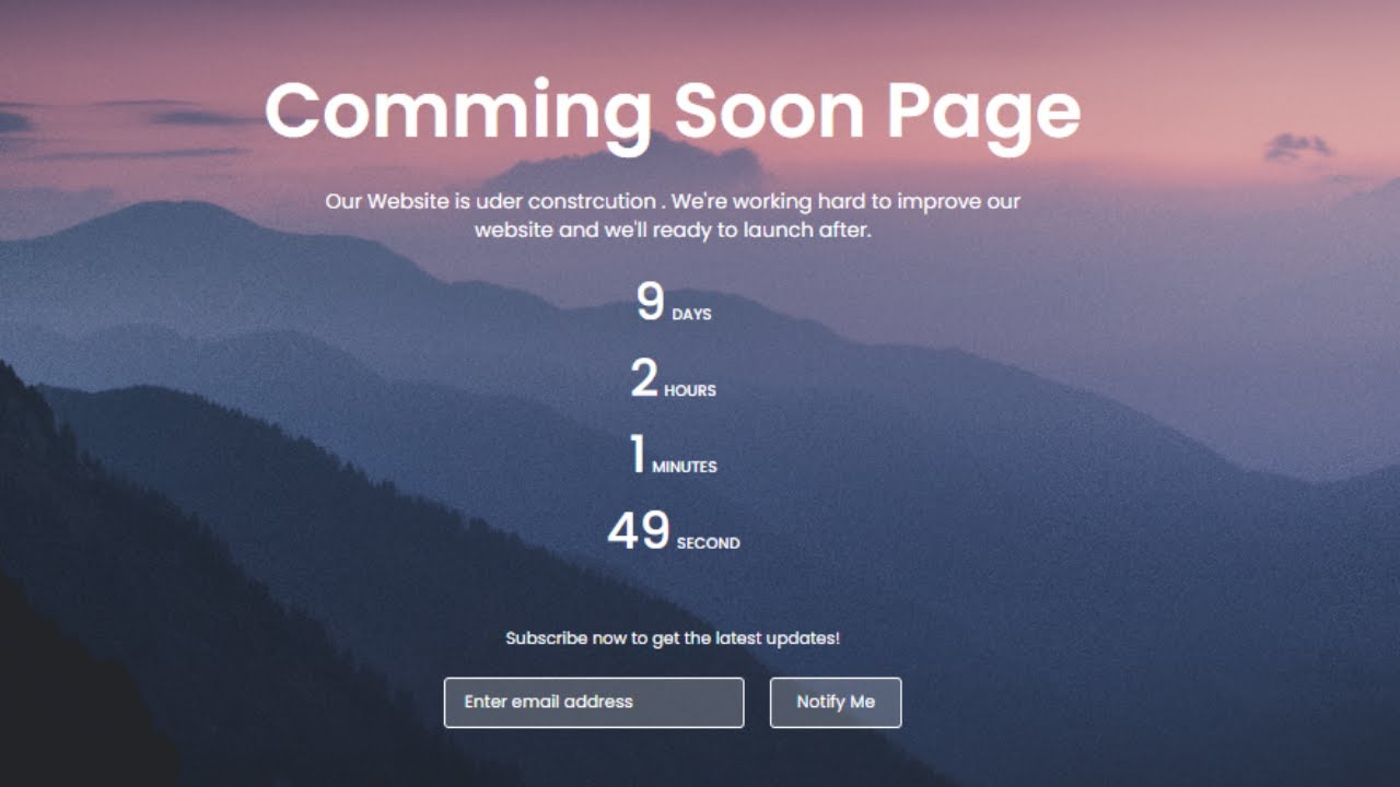 How to Make Coming Soon Website in HTML CSS & JavaScript