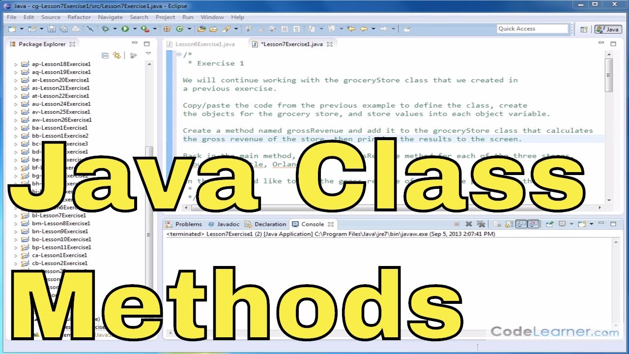 Learn Java - Exercise 07x - Java Class Methods