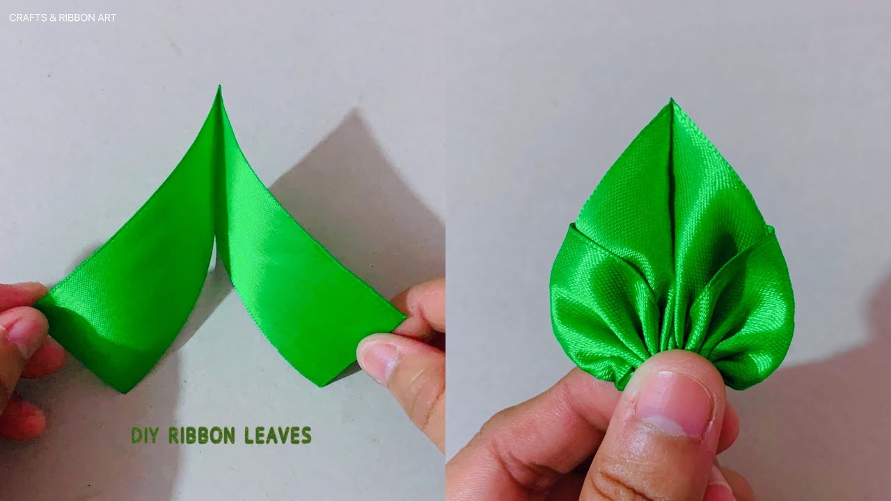 How to make ribbon leaves I  D.I.Y. Satin Ribbon Leaves - Tutorial | Green leaves tutorial