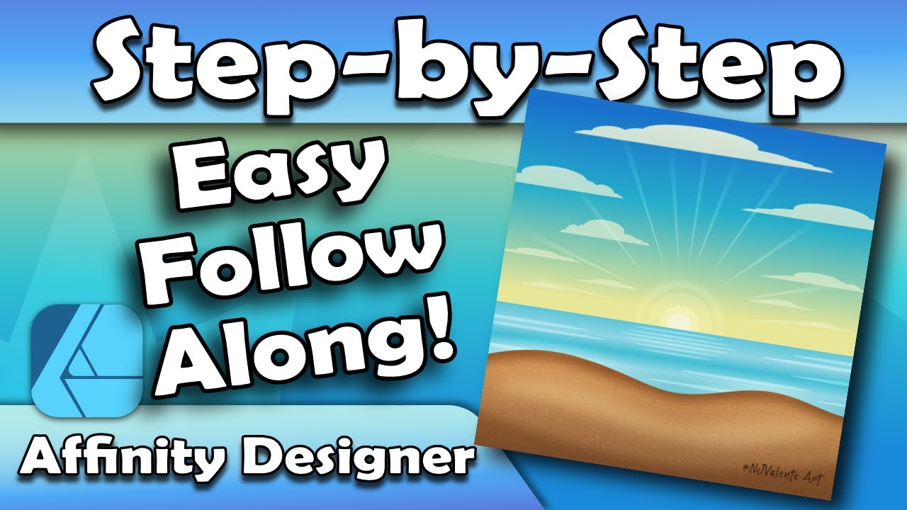 Sunrise Beach Vector Art Landscape Step by Step Tutorial in Affinity Designer
