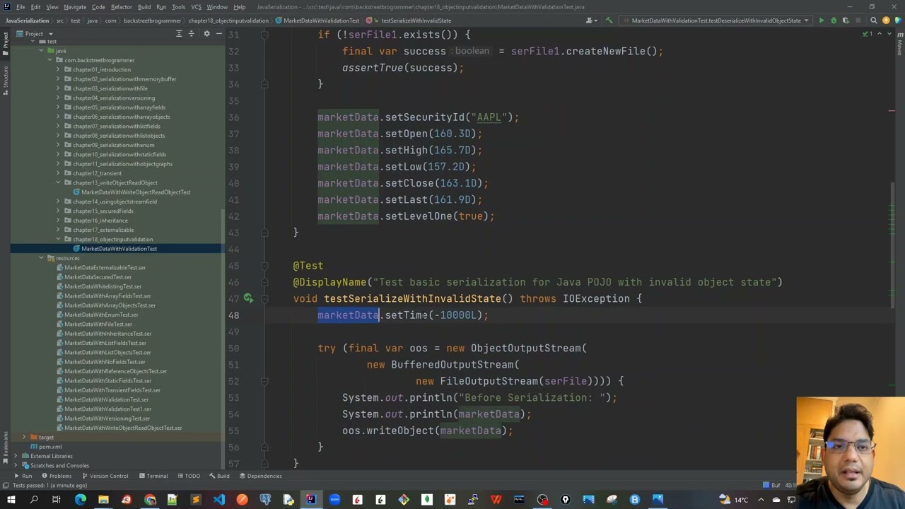 47 - Java Serialization using ObjectInputValidation - Unit Tests Code Demo 2