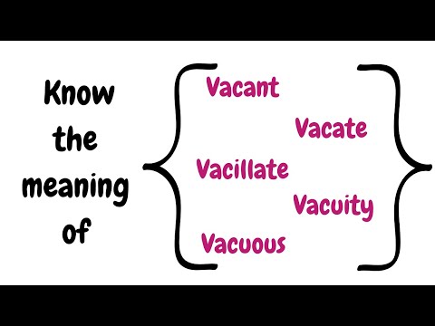 English Vocabulary (Vacant, Vacate, Vacillate, Vacuity, Vacuous) with meaning and example sentence.
