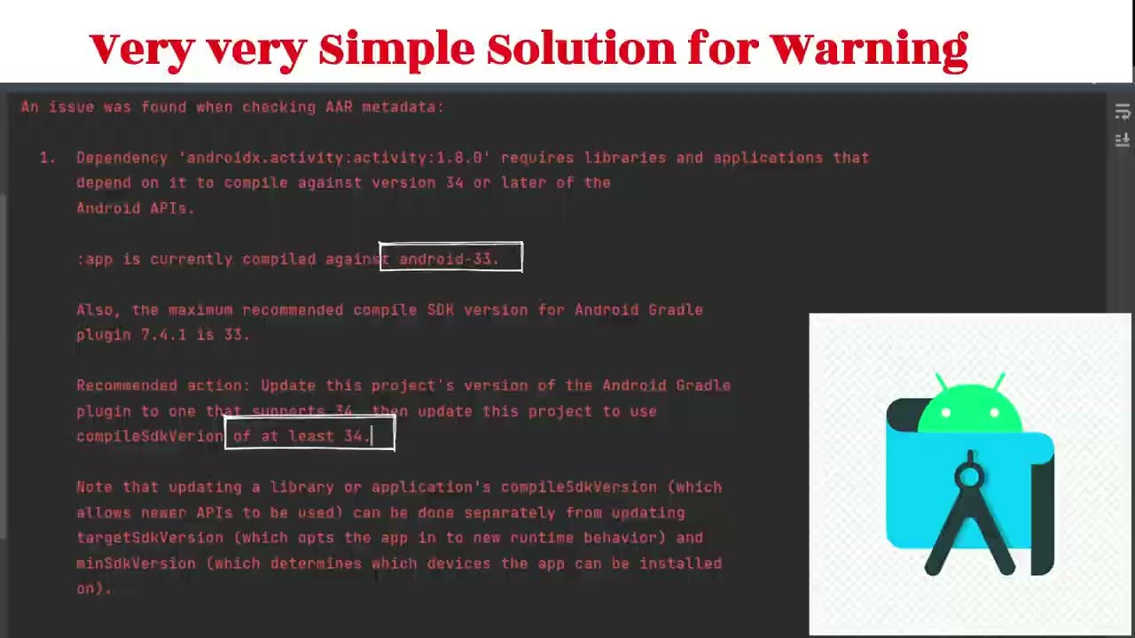 How to update android sdk target version from 33 to 34 | Android Studio.