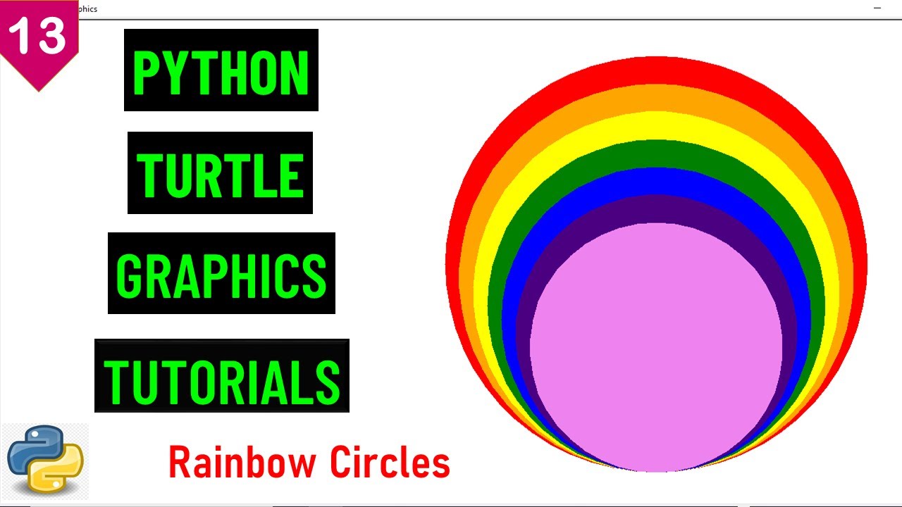 Draw Rainbow Circles with Python Turtle | Python Turtle Graphics Tutorial#13 |Draw Designs in Python
