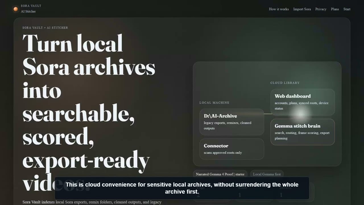 Sora Vault + AI Stitcher: Gemma 4 Turns Local Clips Into Viral Evidence Cuts