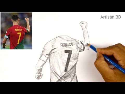 Drawing of Cristiano Ronaldo, Ronaldo Pencil Sketch, Cr7 From FIFA World Cup Qatar 2022