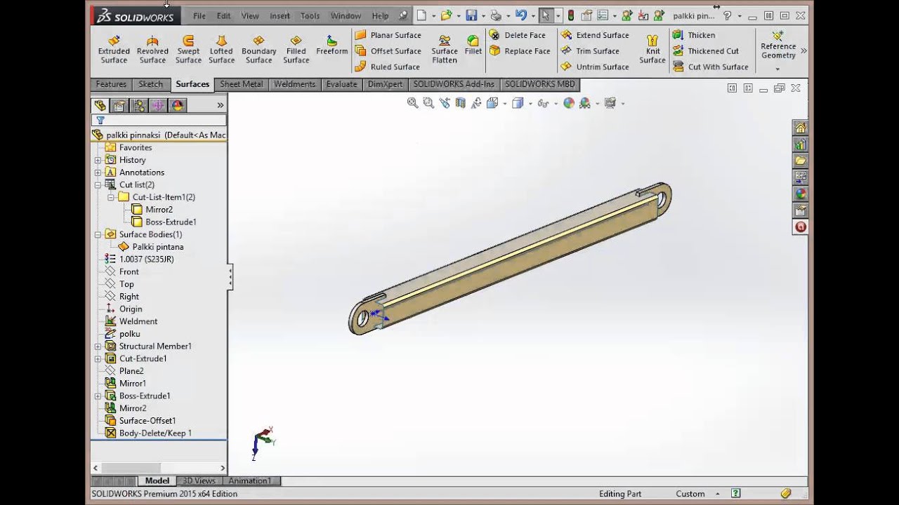 Convert Solid model to Surface for simulation