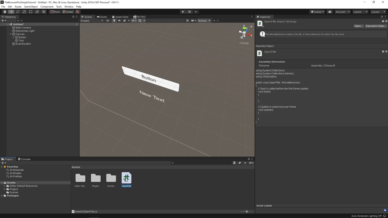 Unity Tutorial - Access Windows File Dialog with File Browser PRO