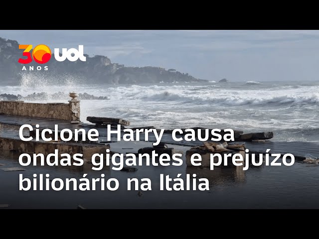 Altas ondas e ventos fortes: ciclone Harry devasta no sul da Itália