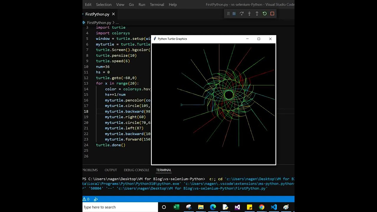 Draw Flower using Turtle Graphic Python