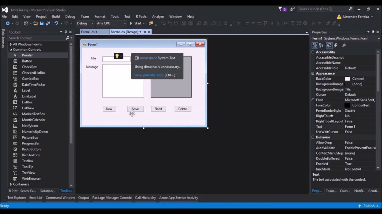 C# - Create a Note Taking Windows Form Application