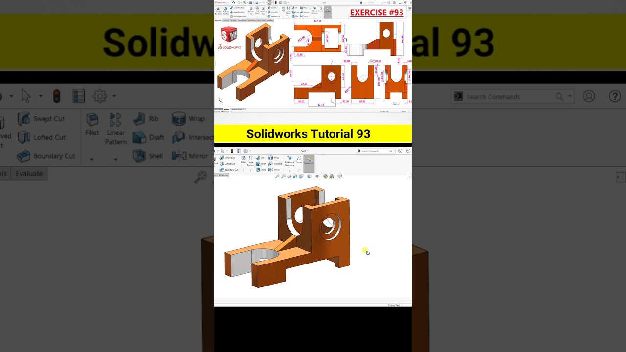 SolidWorks Exercise 93 Tutorial - 3D Modeling for Beginners