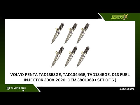 Volvo Penta TAD1353GE, TAD1344GE, TAD1345GE, D13 Fuel Injector 2008-2020: OEM 3801369 ( Set of 6 )