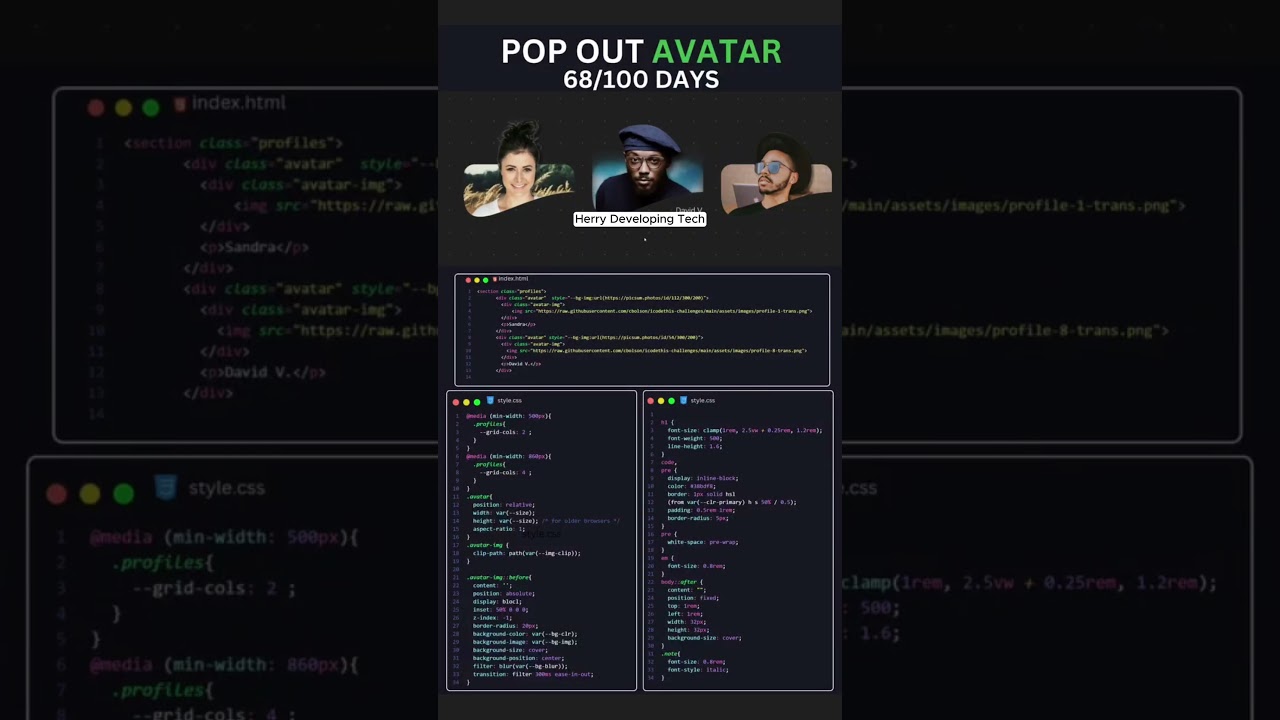 🌟 Create a Pop-Out Avatar with HTML, CSS & JavaScript! 🚀||#shorts #coding #html5 #css3d #web3 #ai