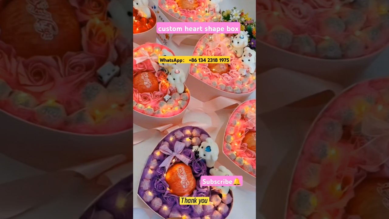 Customized Premium Pink Heart Shaped Gift Box with Clear Window #packagingfactory #qualitypackaging