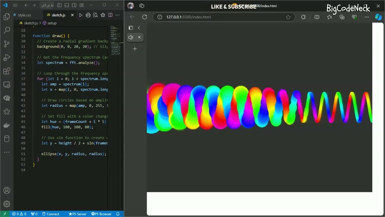 Interactive Audio Visualization with p5.js | Dynamic Circle Spectrum