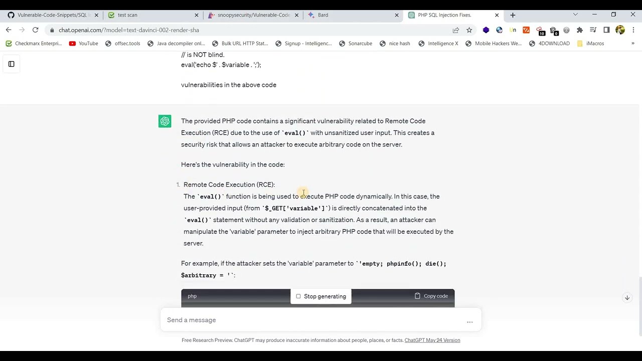 SAST using Chat GPT  | Static application security testing | Source code review using Chat GPT