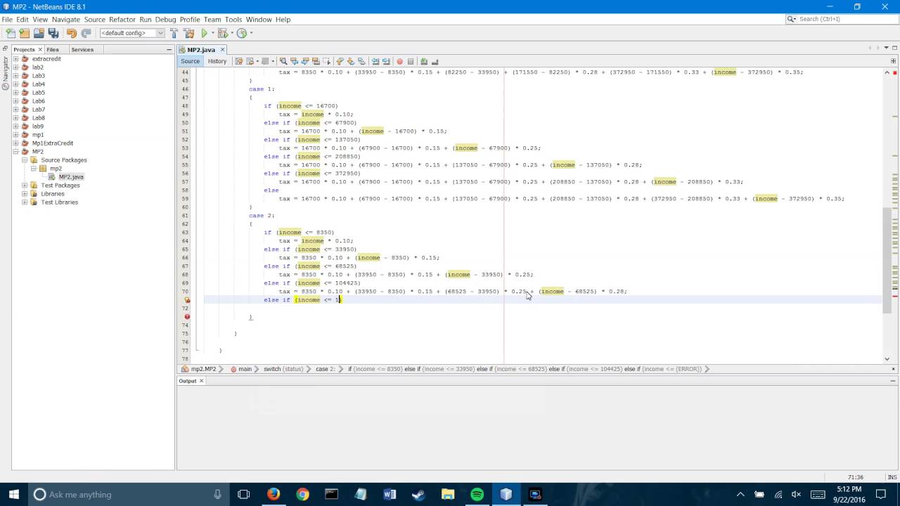 Time lapse - Java coding | tax calculations