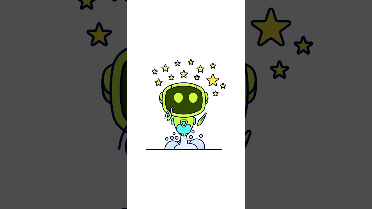 Cute green robot with stars vector illustration