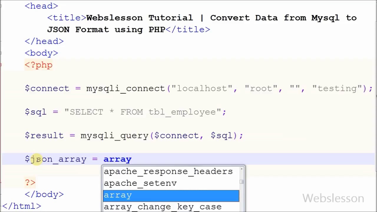 Convert Data from Mysql to JSON Formate using PHP