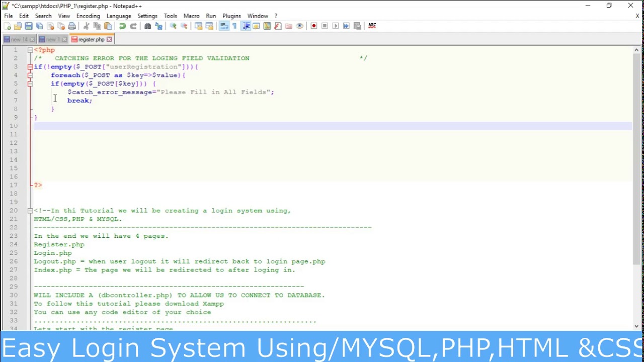Easy Login System Tutorial using  MySQL database  PHP HTML & CSS