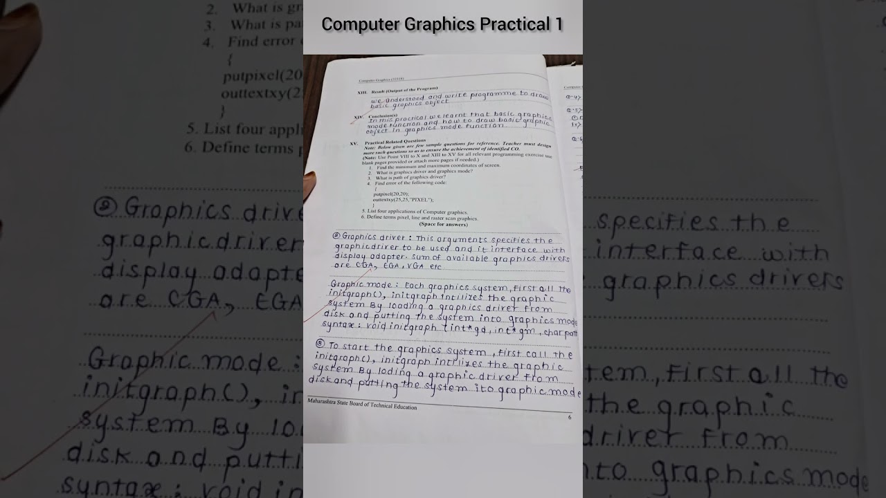 Computer Graphics Practical 1st Manual Writing #shorts