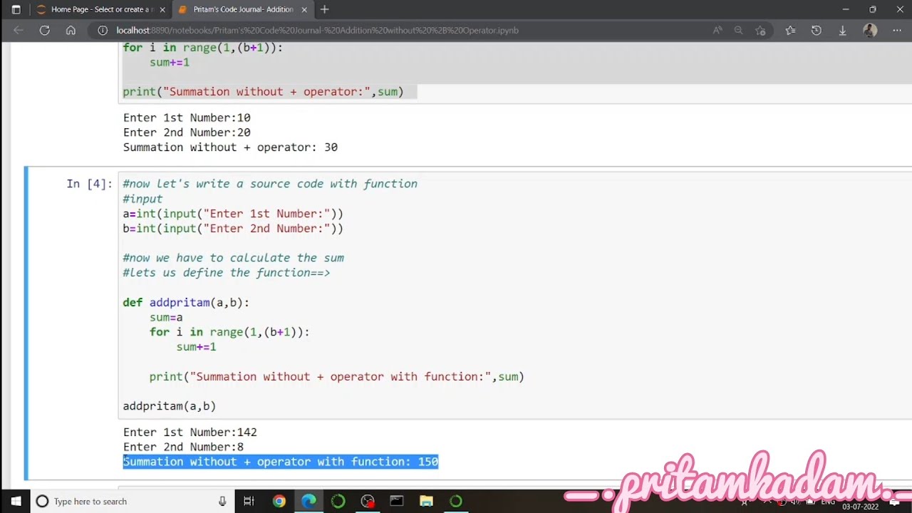 Python Source code to Add two Numbers Without Addition Operator