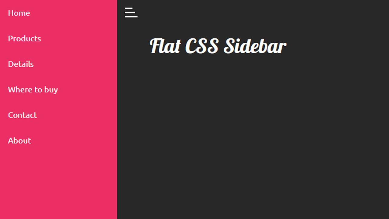 Pure CSS Side Bar Toggle Menu | Side Navigation Using HTML CSS Only