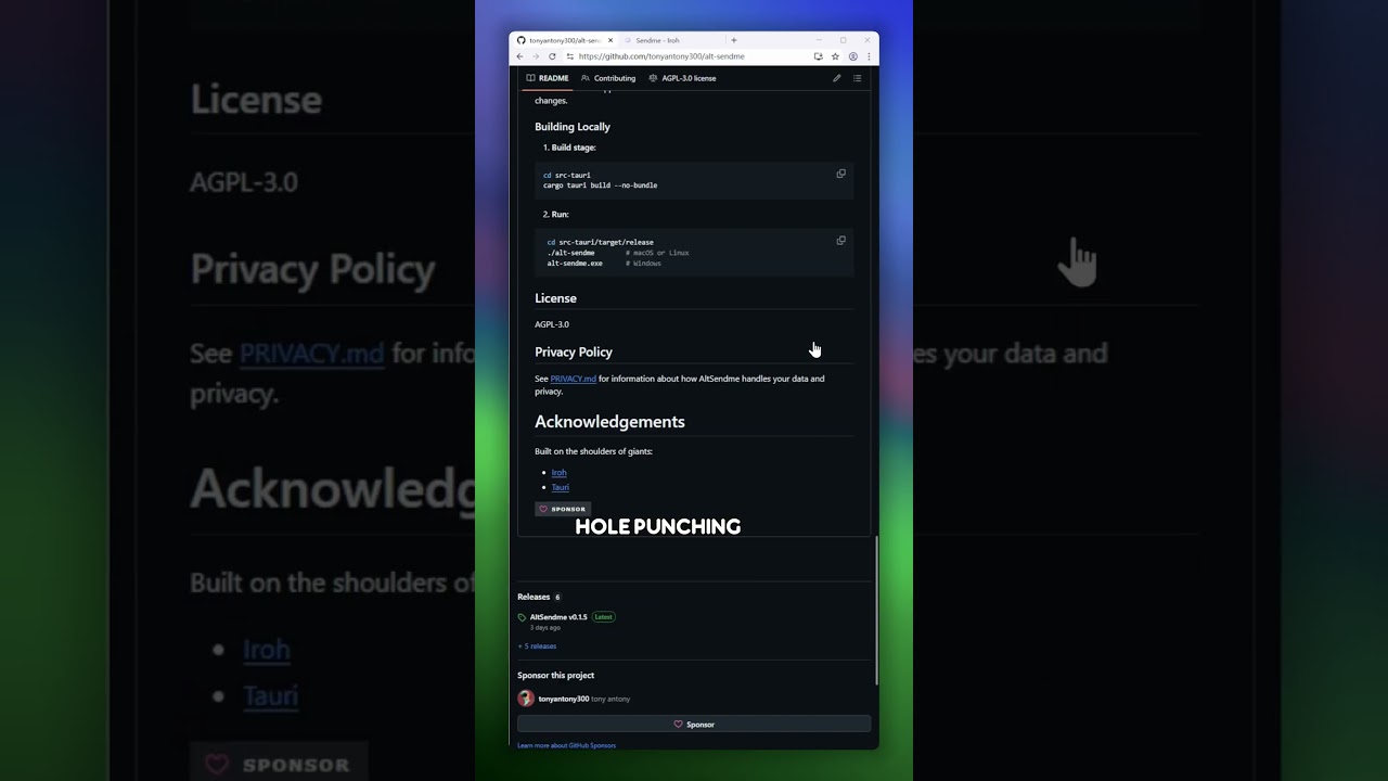 AltSendme: Fast, Private File Sharing  #github #opensource