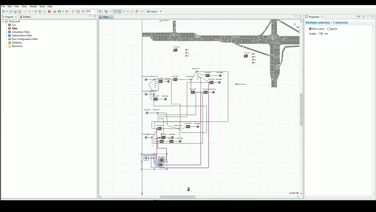Road simulation in anylogic programming