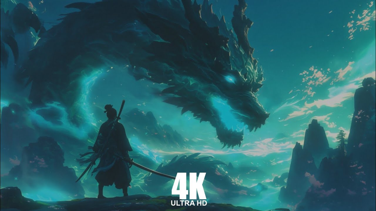 1 Hour Loop Samurai Facing Dragon 4K Resolution Your Live Wallpaper For PC #livewallpaper