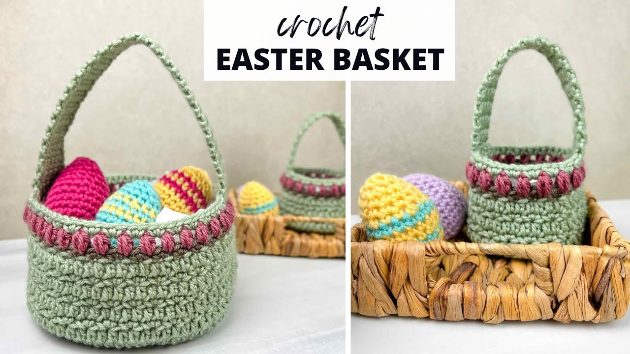 CROCHET EASTER BASKET Free Pattern - Mini & Large Easter Basket Crochet Pattern