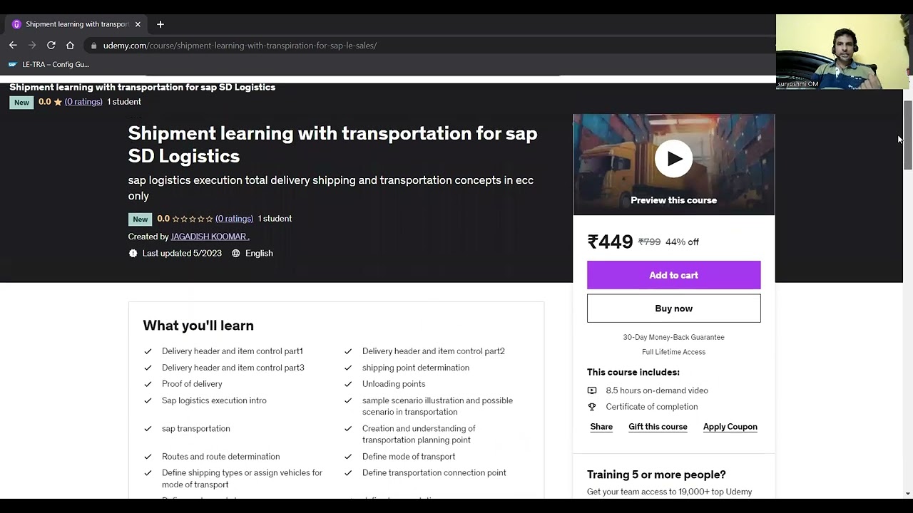 Shipment learning with transportation for sap SD Logistics