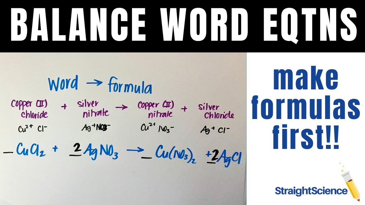 How to balance chemical word equations - first make the correct formulas, then balance the equation